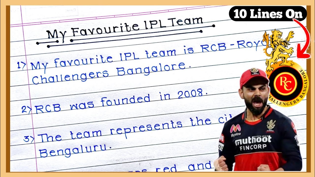 10 Lines on My Favourite IPL Team RCB | Handwriting Essay | Royal ...