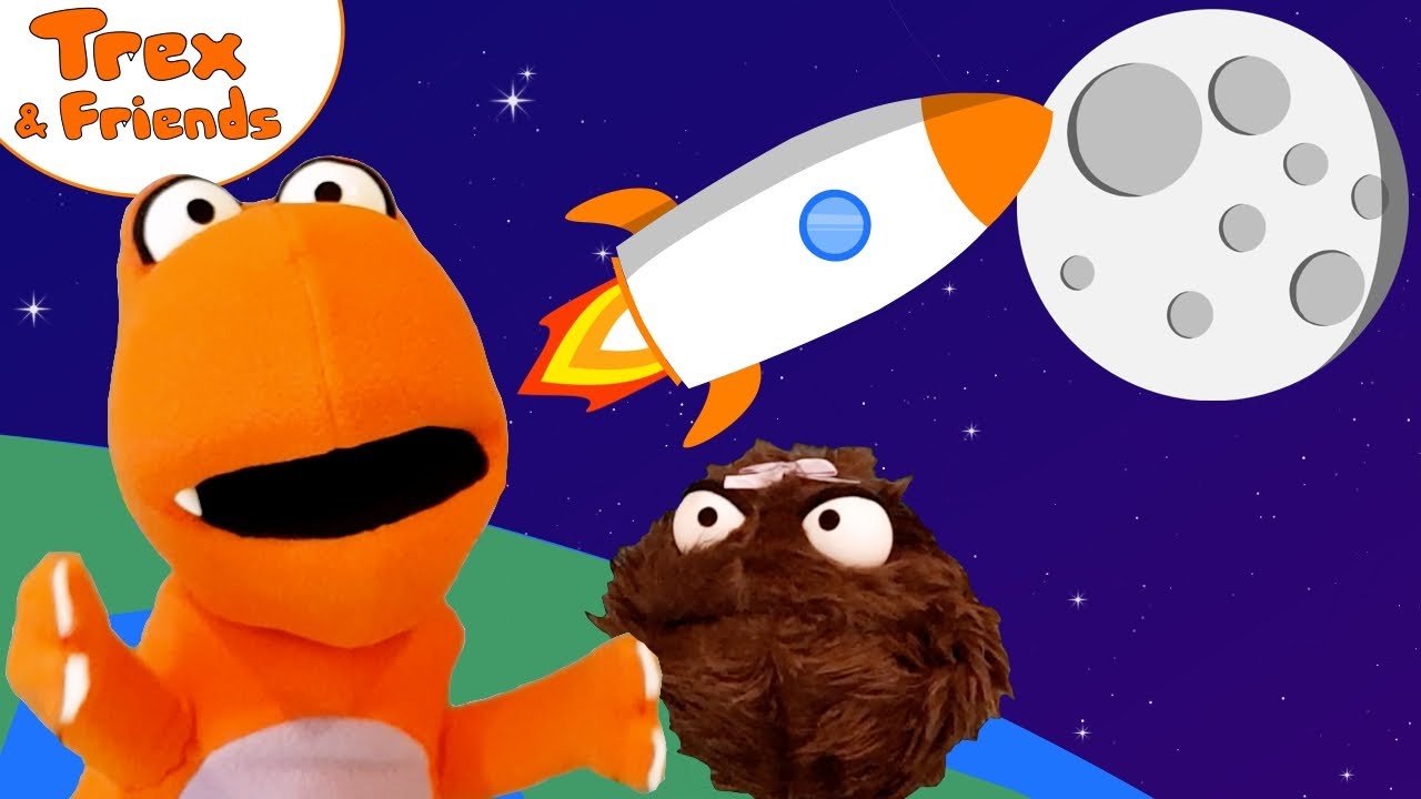 We Are Going To The Moon | Kids Songs | Dinosaur Puppet Show | Trex and ...