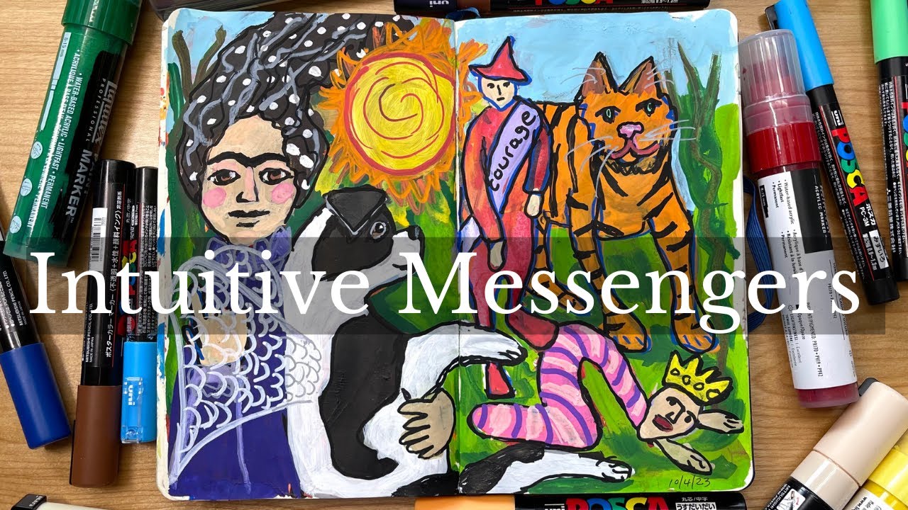 Create Authentic Intuitive Messenger Art: Art Journal Demo - YouTube