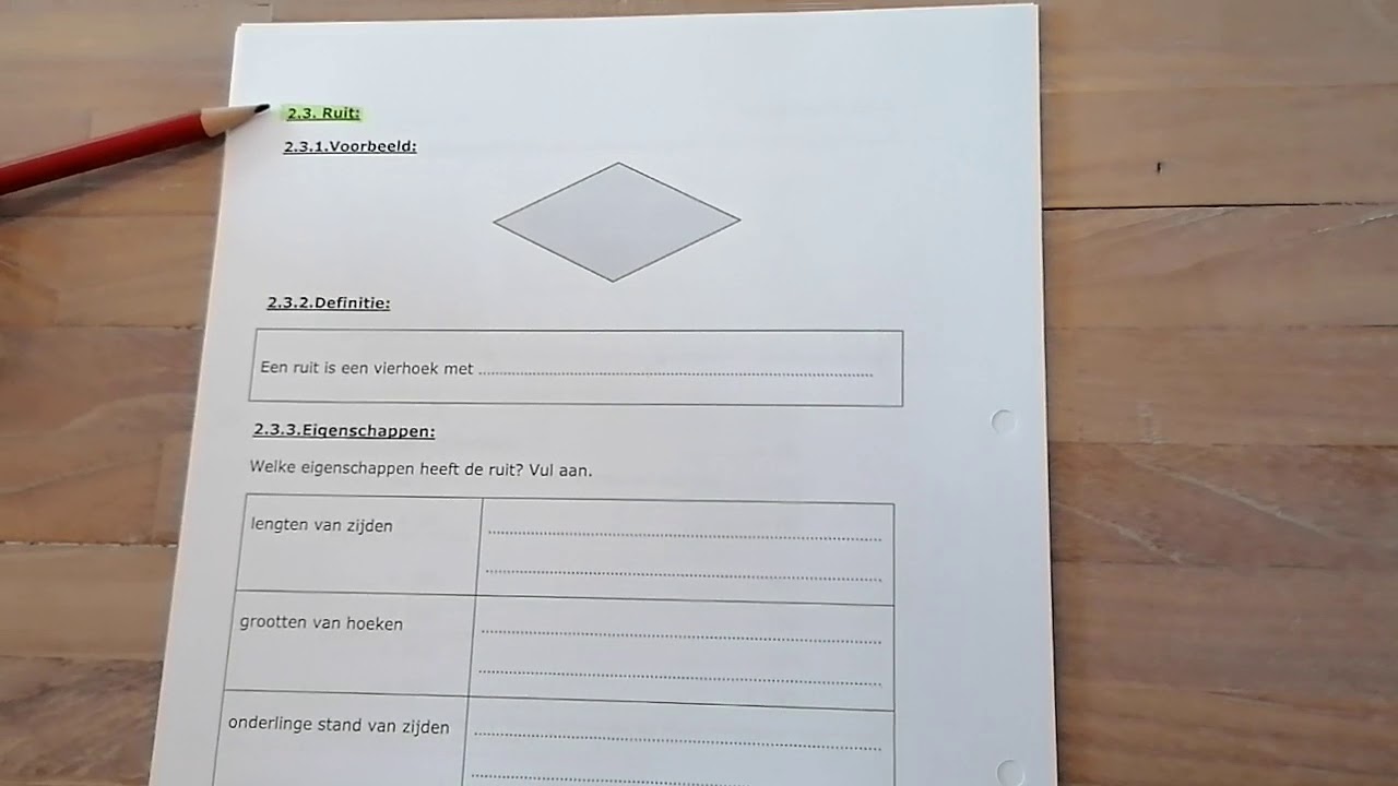 Eigenschappen van vierhoeken - ruit, rechthoek en vierkant (cursus pag ...