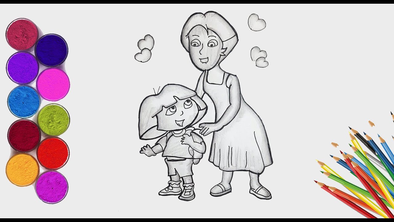 Cute Dora & Mom Drawing #pencildrawings #handmade #drawing #art #Dora # ...