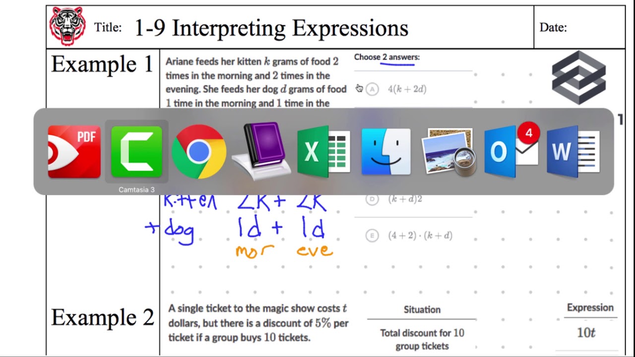 Algebra 1 notes 1-9 Interpreting Expressions - YouTube