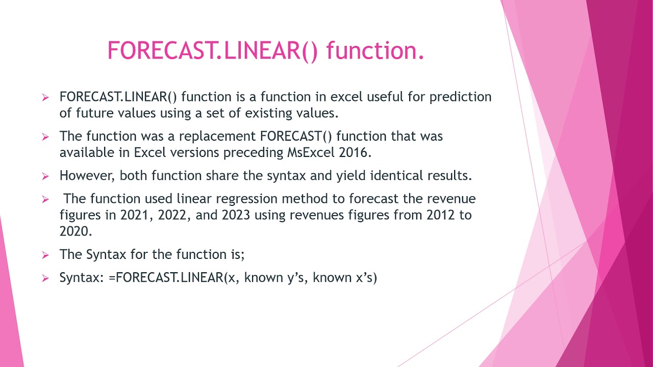 SALES FORECASTING USING FORECAST.LINEAR() FUNCTION - YouTube