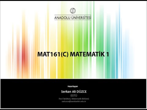 MAT161C Matematik 1 - 8.Hafta - DERS 2 -  Türev konusuna giriş