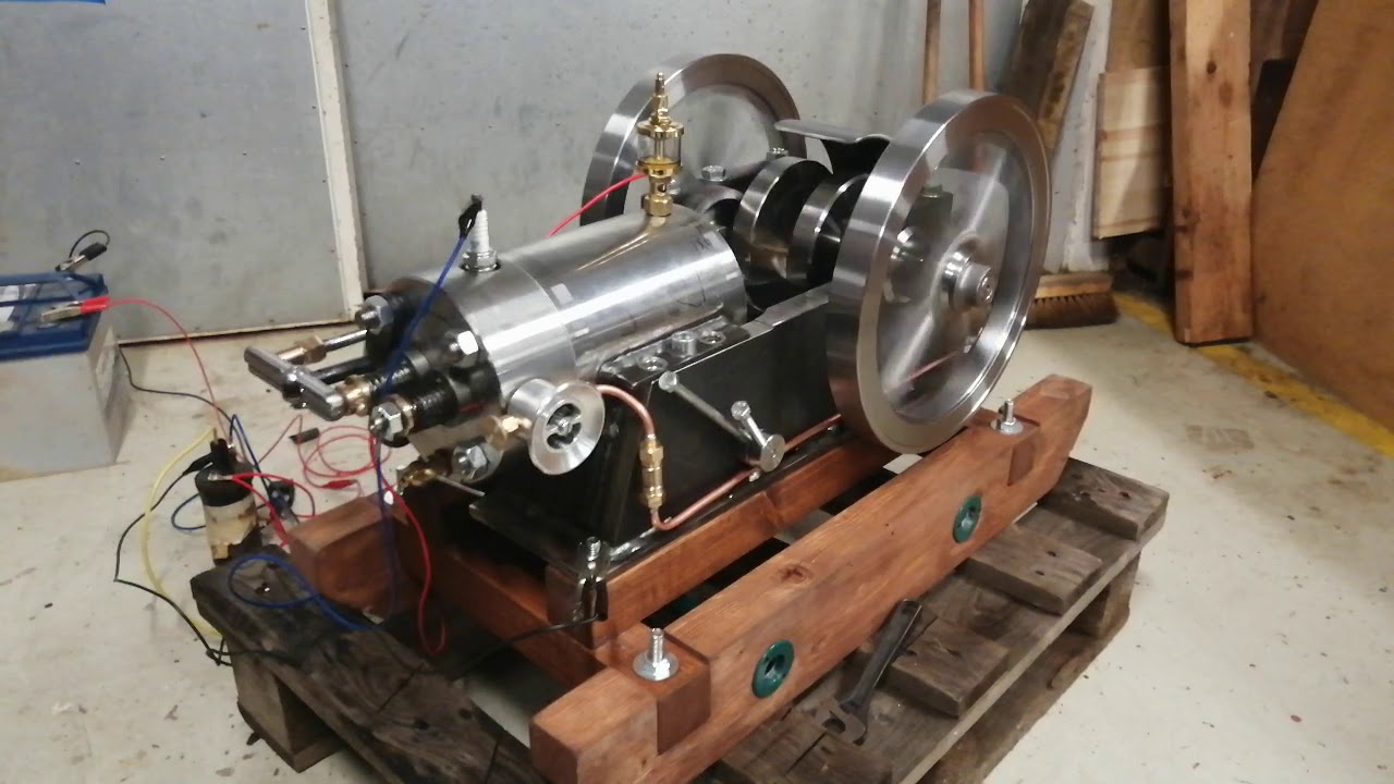 Homemade hit and miss engine first run - YouTube