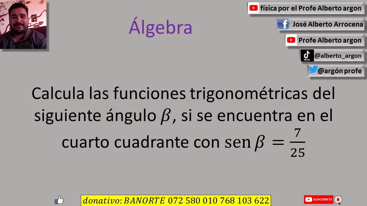 Calcula las funciones trigonométricas del siguiente ángulo α, si se ...
