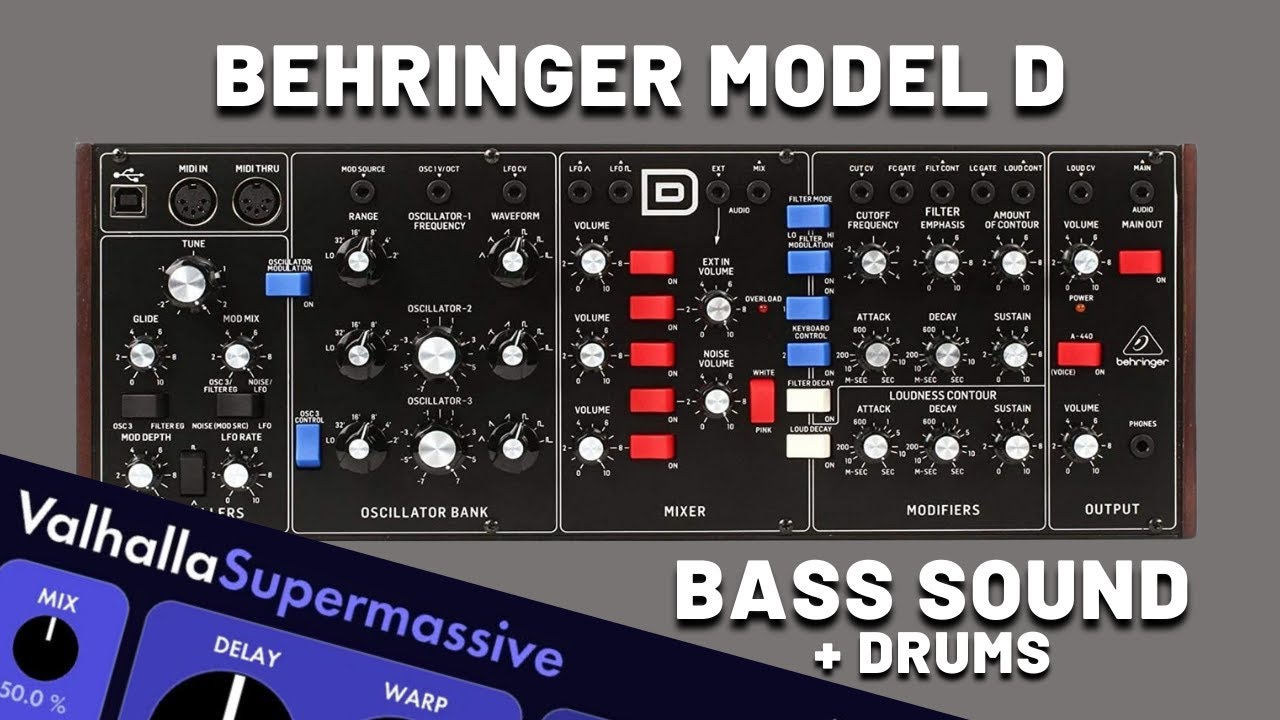 Bass Sound with Behringer Model D + Drums [Synthesizer Demo] (No ...