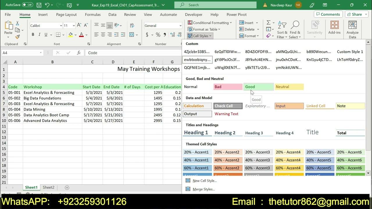 Exp19_Excel_Ch01_CapAssessment_Training | Excel Chapter 1 Training Complete Solution - YouTube
