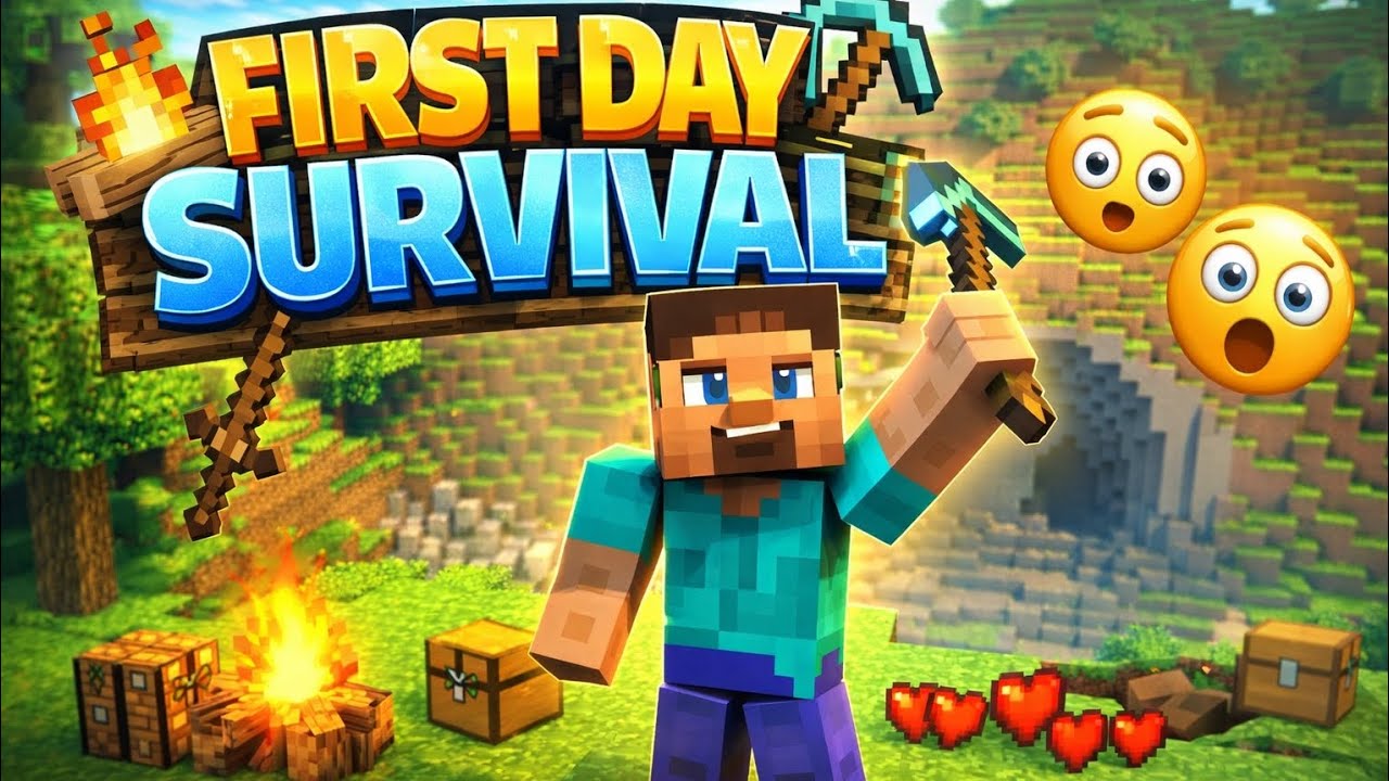 First Day Minecraft Survival 😲| Noob Ka Pehla Din! - YouTube