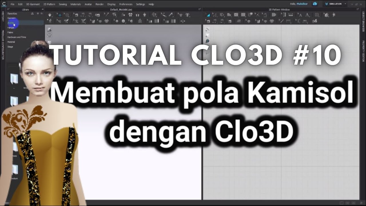 MEMBUAT POLA KAMISOL - Simulasi 3D pola kamisol - YouTube