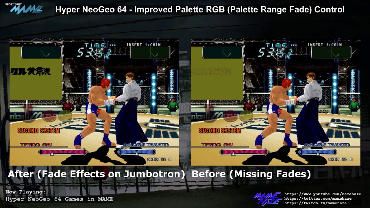 MAME - Hyper NeoGeo 64 - Palette Range RGB effects (add/subtract fades ...