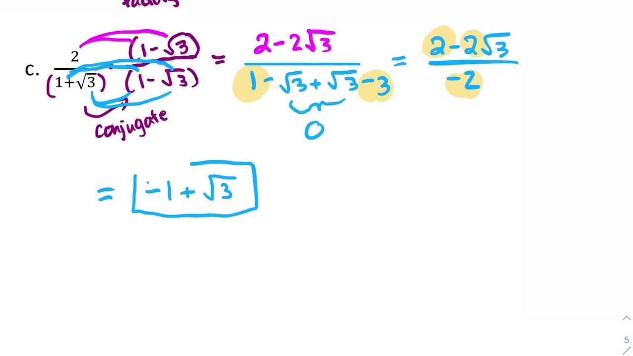Algebra 2 - 7.2 Rationalizing + Solving Equations with Roots - YouTube