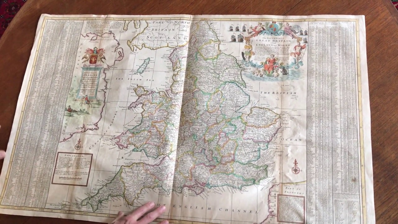 Moll c.1710-40 Great Britain South huge wall map England Wales ...