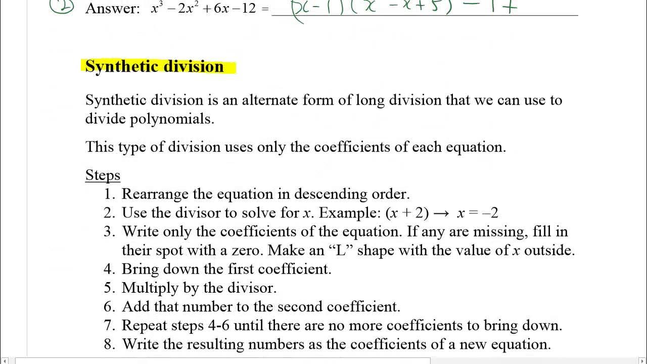 Lesson 3_2 Pt1 Synthetic Division - YouTube