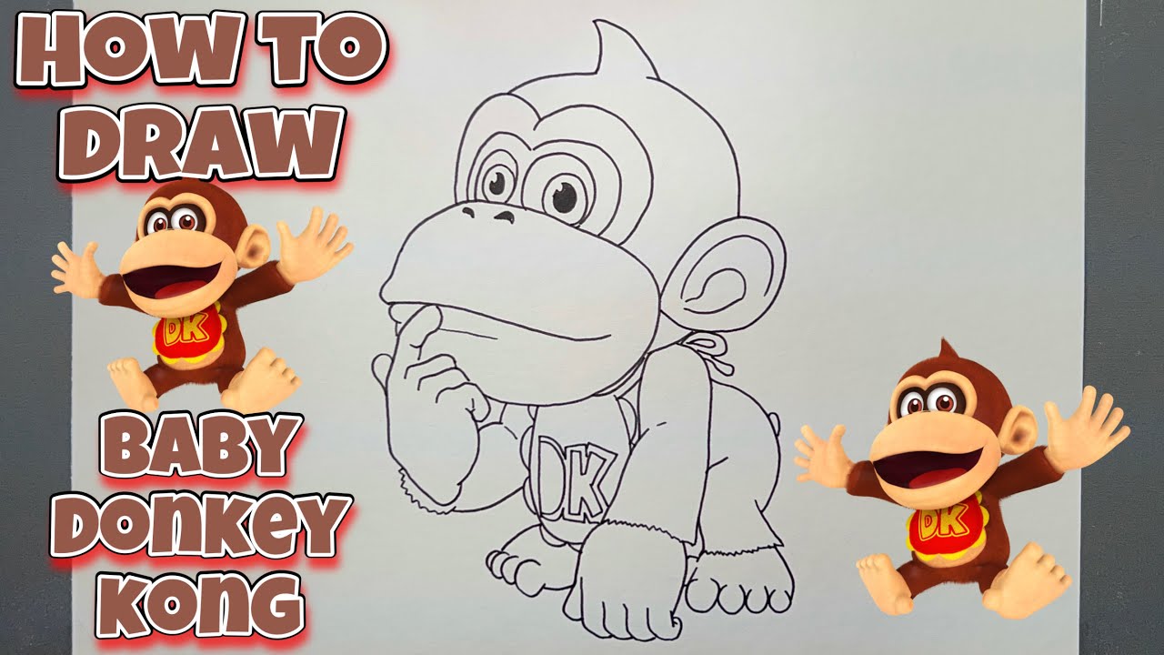HOW TO DRAW BABY DONKEY KONG | Super Mario | Step-By-Step Tutorial #drawing - YouTube