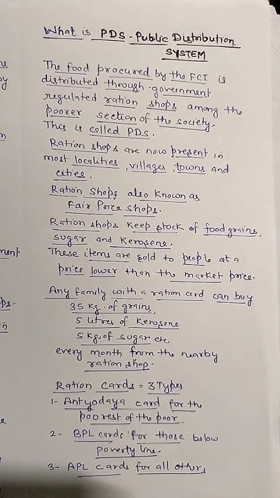 PDS - Public Distribution System Short Notes - YouTube