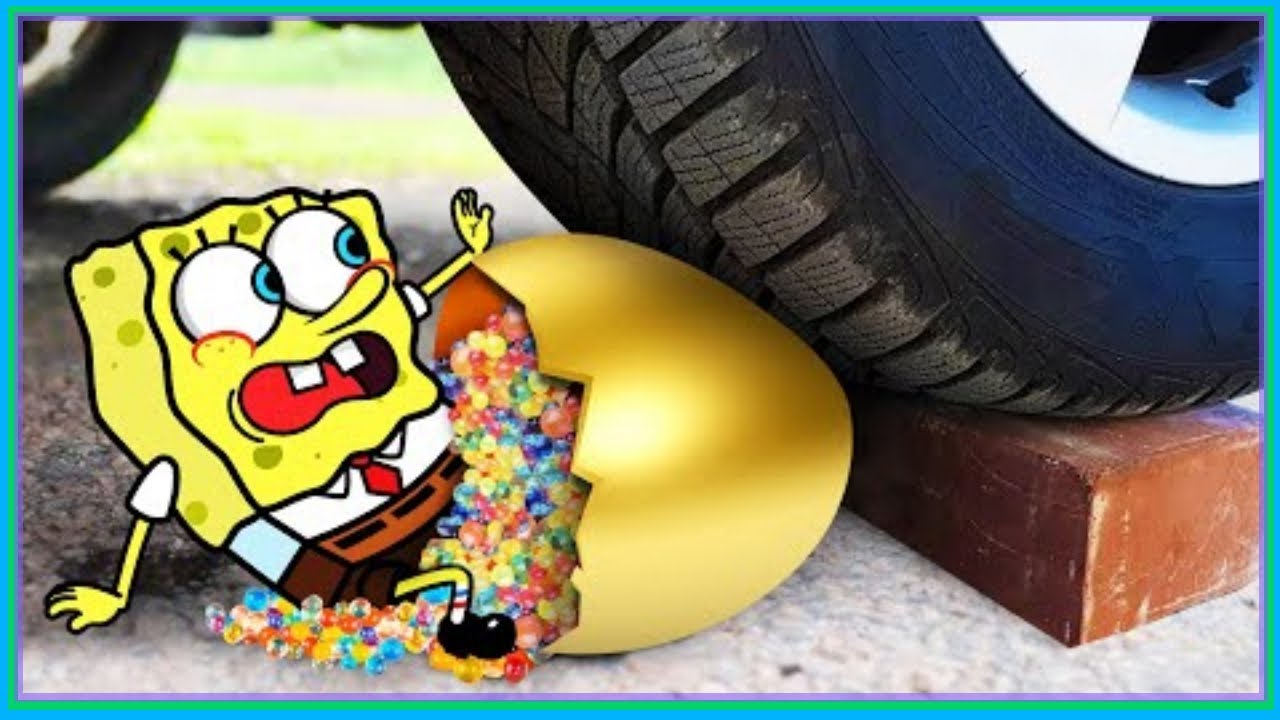 Please Nooo Crushing baby SpongeBob From Surprise Gold Egg 🚓 Crushing ...