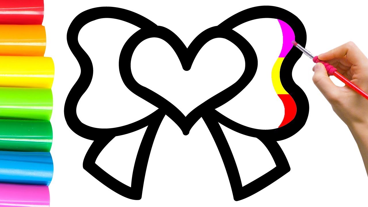 How to Draw a Bow with Cute Heart Shape For Kids - YouTube