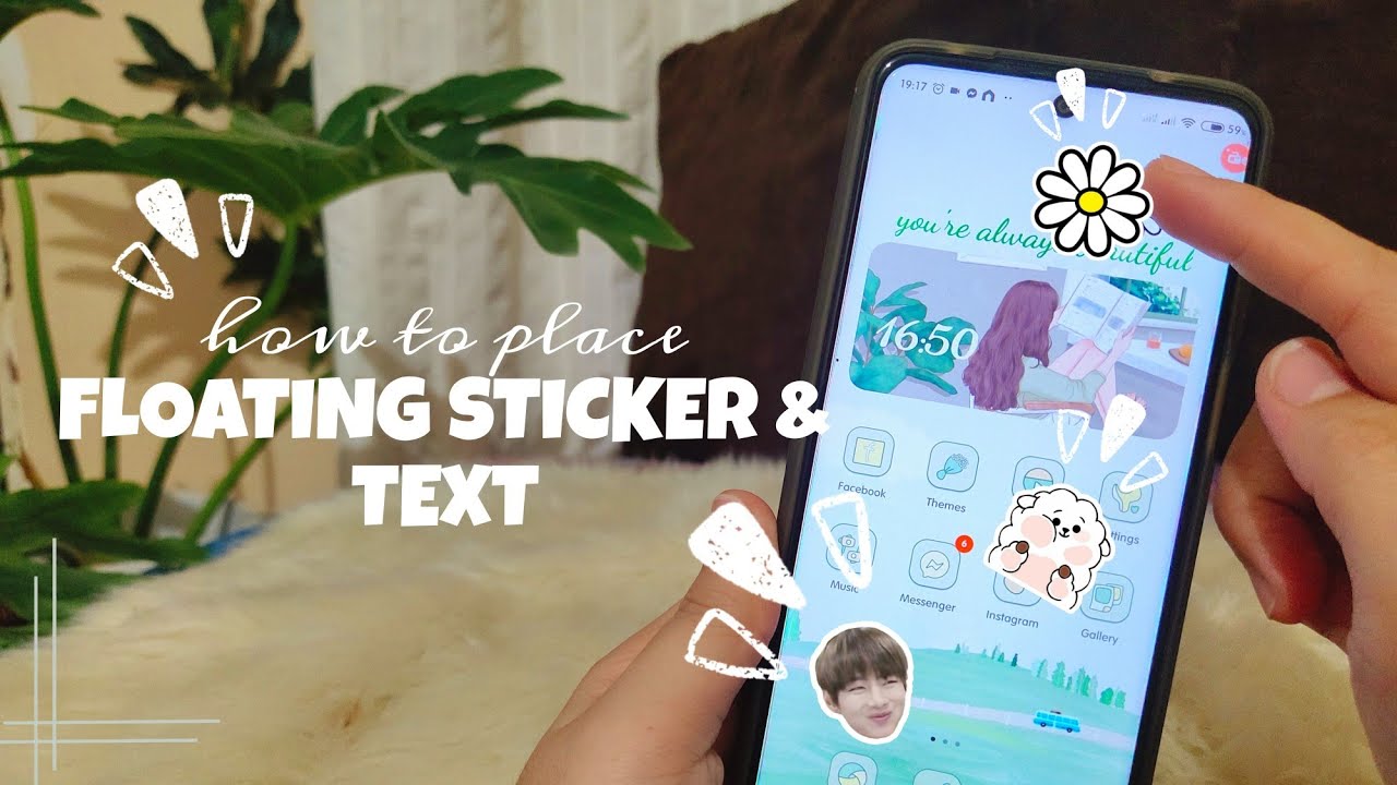 how to place floating stickers & text on homescreen tutorial with az ...