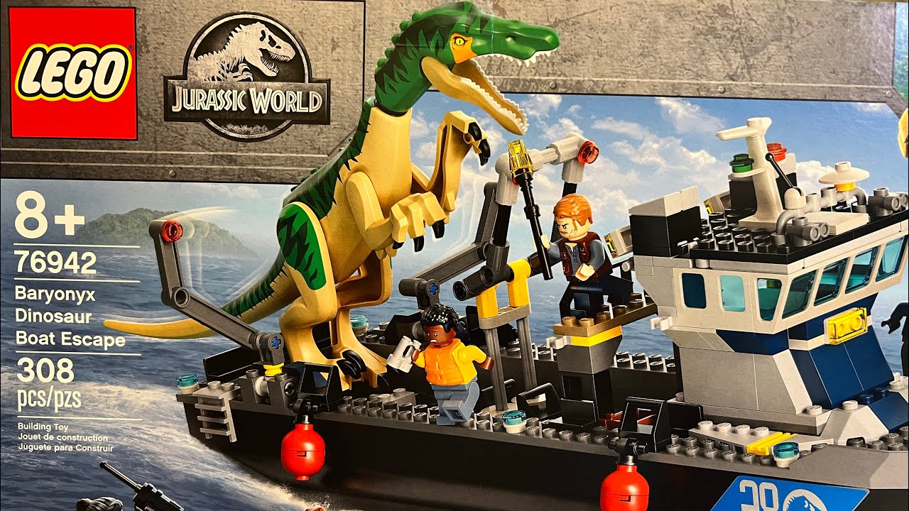 Building Lego, 76942, Jurassic World, Baryonyx Dinosaur Boat Escape ...