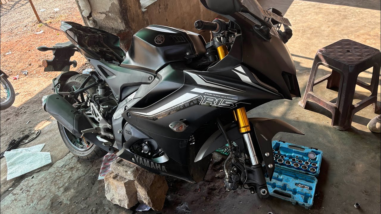 R15 Ka Full😮 Service🛠️//R15 v4 Ka Chain ⚙️Set Change//R15 Ka Soccer ...