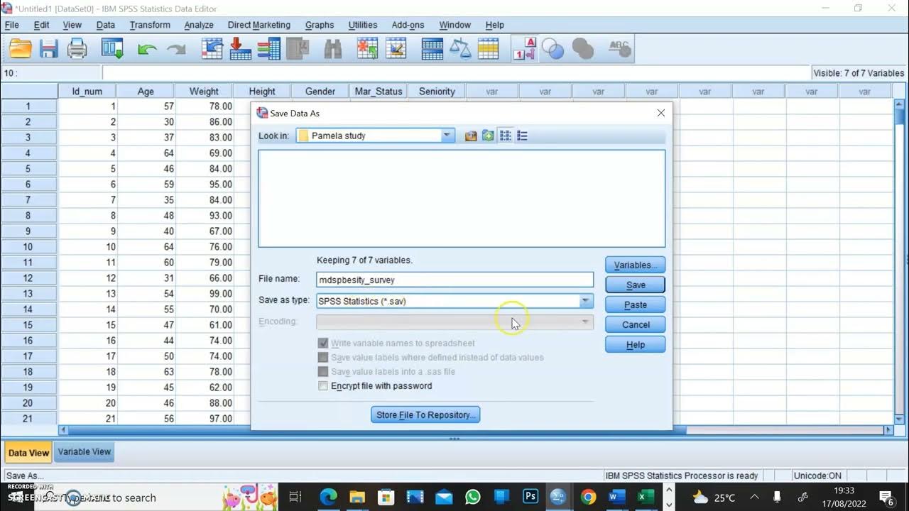 Saving SPSS Datafile (Explained in Swahili) - YouTube
