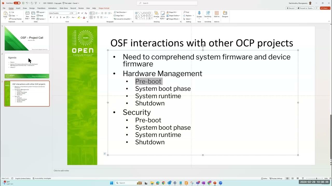 OCP Open System Firmware Project call (Feb 29, 2024) - YouTube