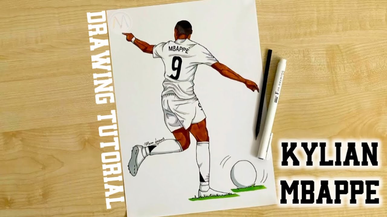 How to draw Real Madrid players / How to draw Mbappe at Real Madrid ...