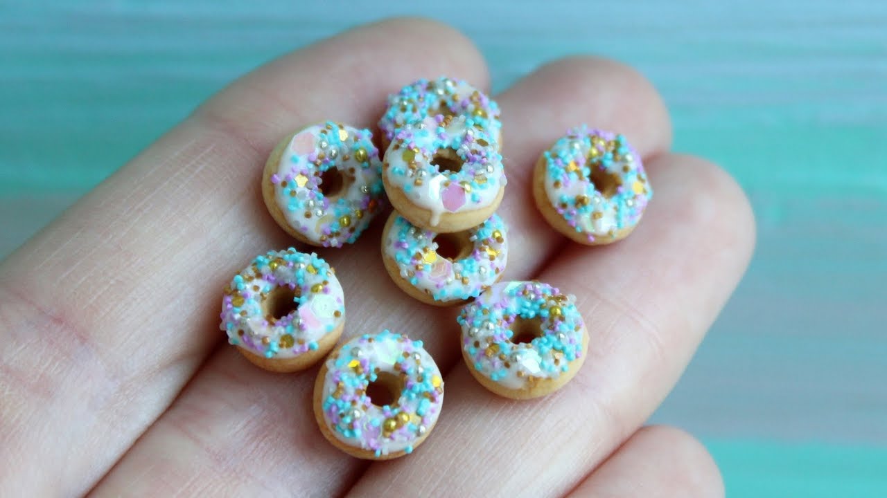 Mermaid party. Miniature donuts on a scale of 1:12. Tutorial. DIY. Made ...