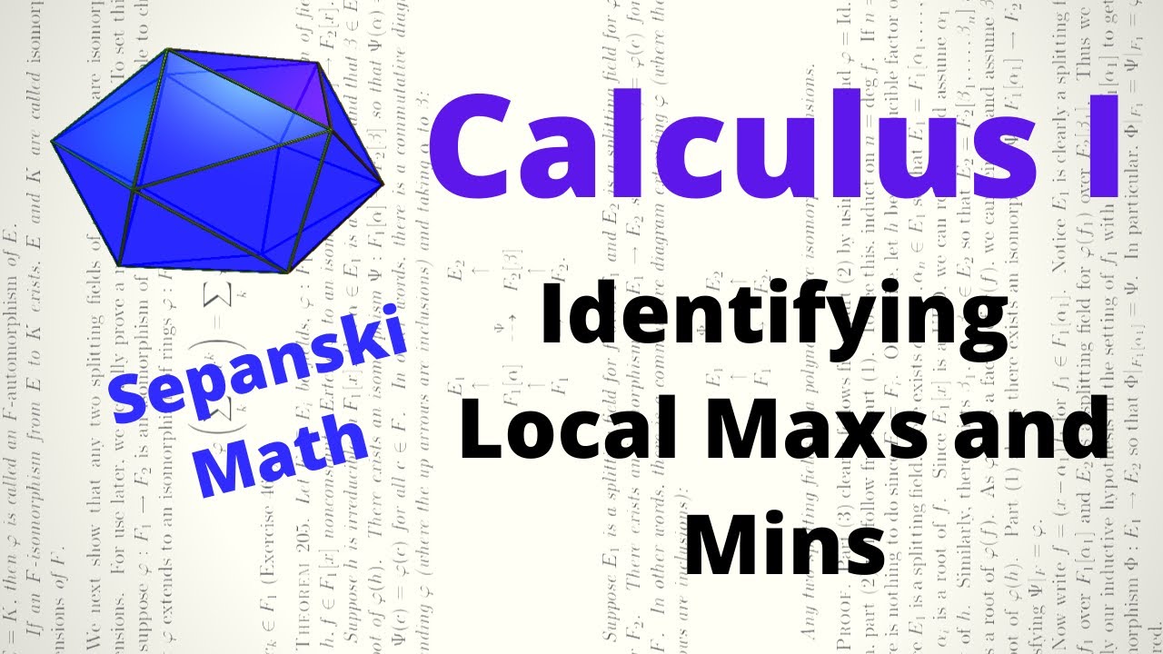 Finding Local Maxs and Mins, Calculus 1 - YouTube