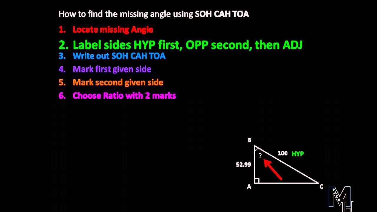 Finding Missing Angle Using SOH CAH TOA - YouTube