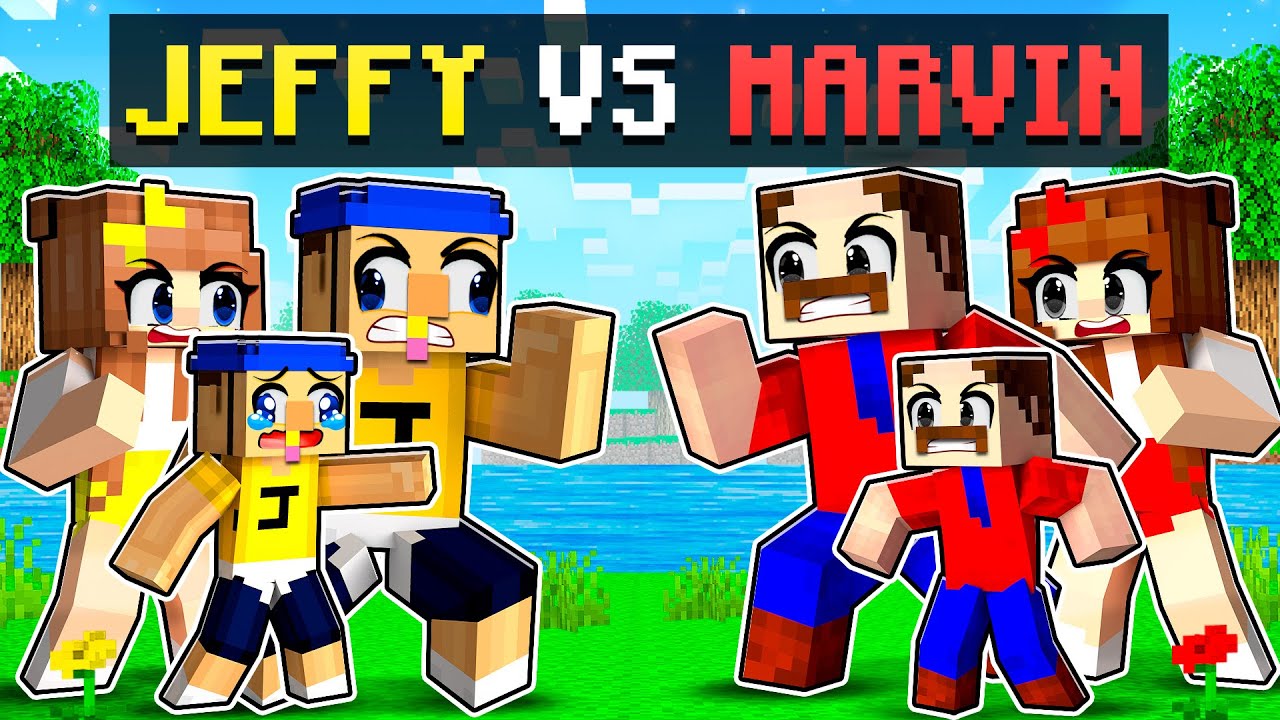 JEFFY FAMILY vs MARVIN FAMILY in Minecraft! - YouTube
