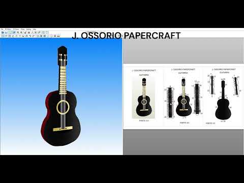Guitarra Española Papercraft– Textura Negra Metalizada
