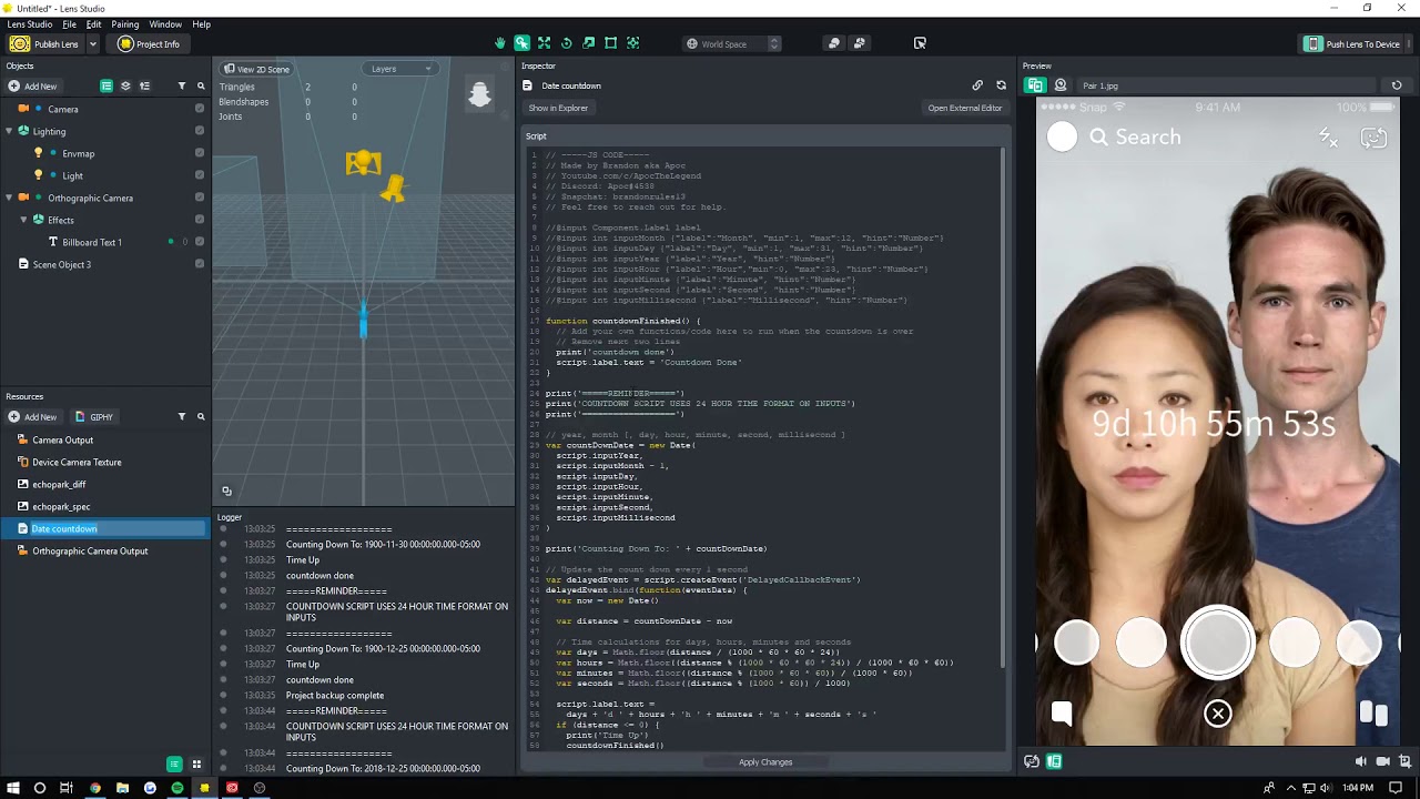 How to Make a Date Countdown in Lens Studio - YouTube