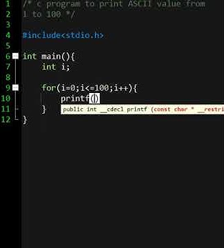 c program to print ascii code from 1 to 100 - c programming #shorts # ...