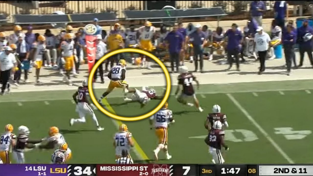 LSU Freshman RB Kaleb Jackson Destroys Mississippi State Defender 😲💀 ...