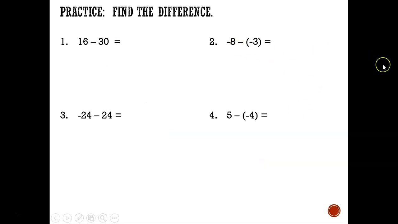 Subtracting Integers - YouTube