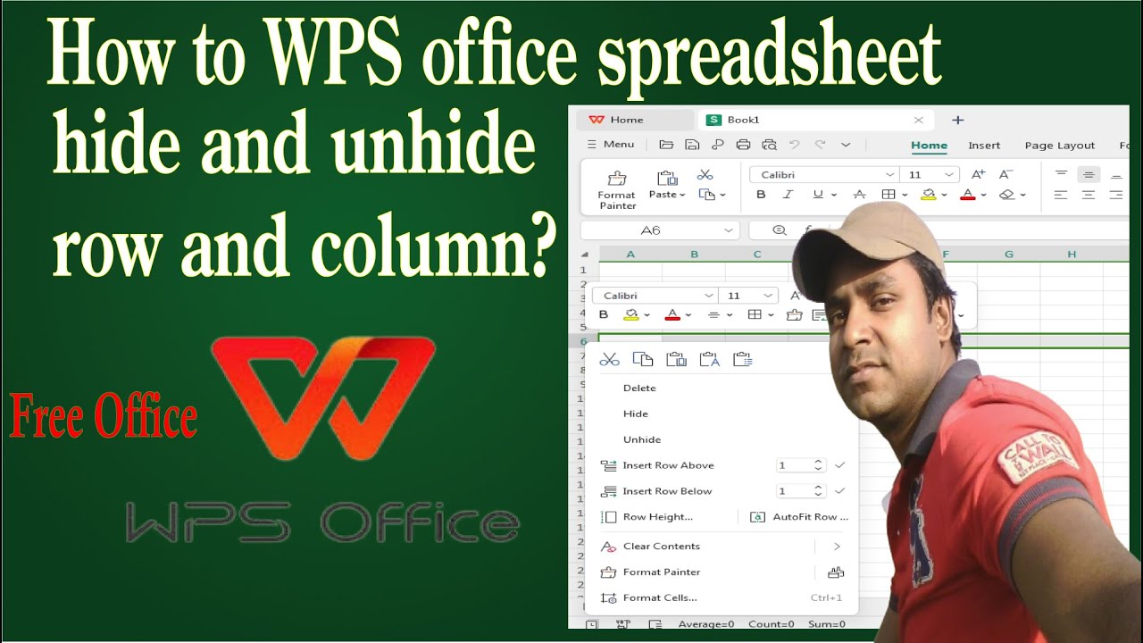 How to WPS office spreadsheet hide and unhide row and column? - YouTube