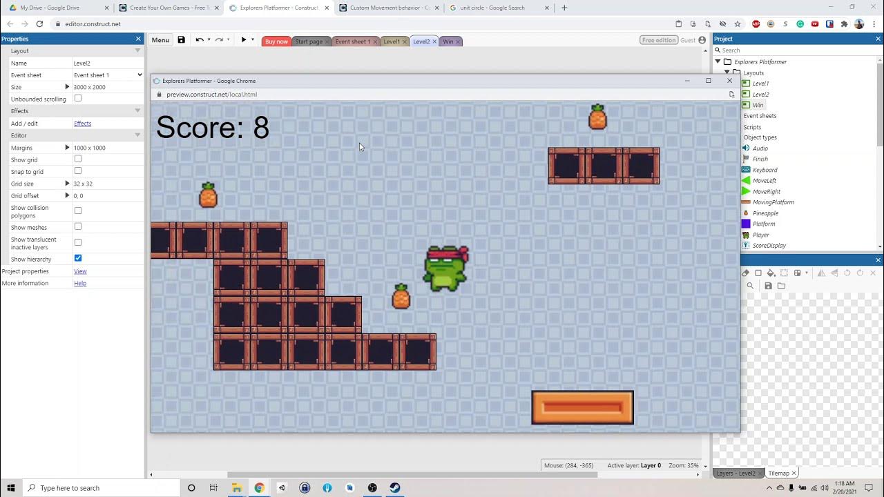 Construct 3 Platformer Tutorial - 17 Wining Screen - YouTube
