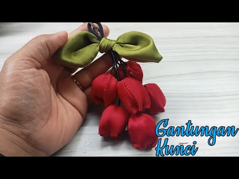 DIY || Tutorial cara membuat gantungan kunci bunga tulip dari kain perca