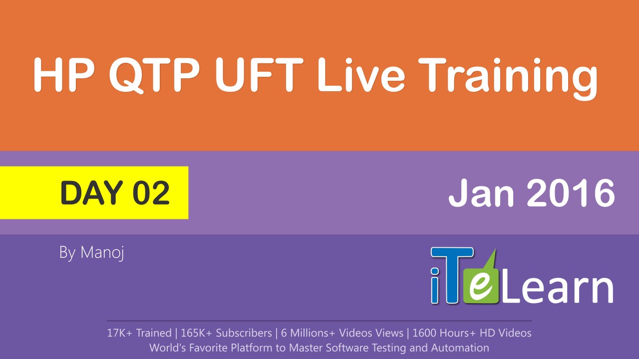 QTP UFT Live Training Day-02 Demo Session Jan -2016 - YouTube