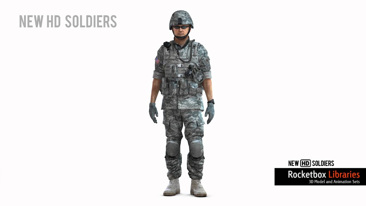 Soldier male 3d model by Rocketbox Libraries #sm004 turn 360° - YouTube