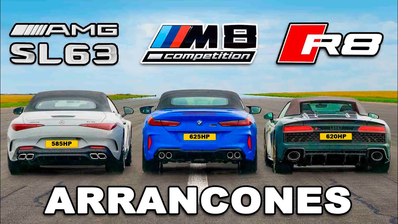 AMG SL 63 vs BMW M8 vs Audi R8: ARRANCONES - YouTube
