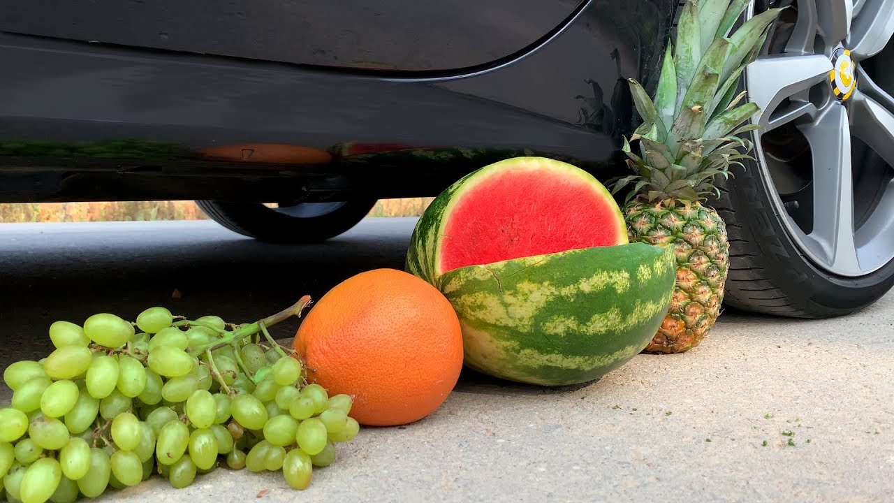 Crushing Crunchy & Soft Things by Car! - EXPERIMENT: FRUITS VS CAR ...