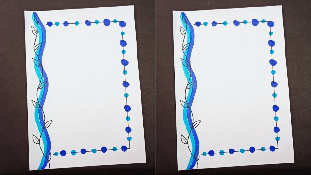 Beautiful blue border design for notebook | Front page decoration for ...