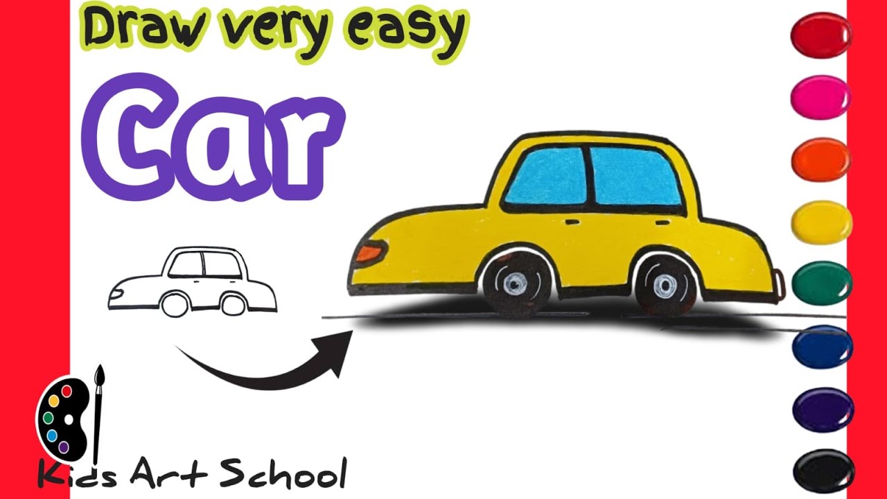 car drawing | How to Draw easy car | taxi car | Drawing for Kids - YouTube