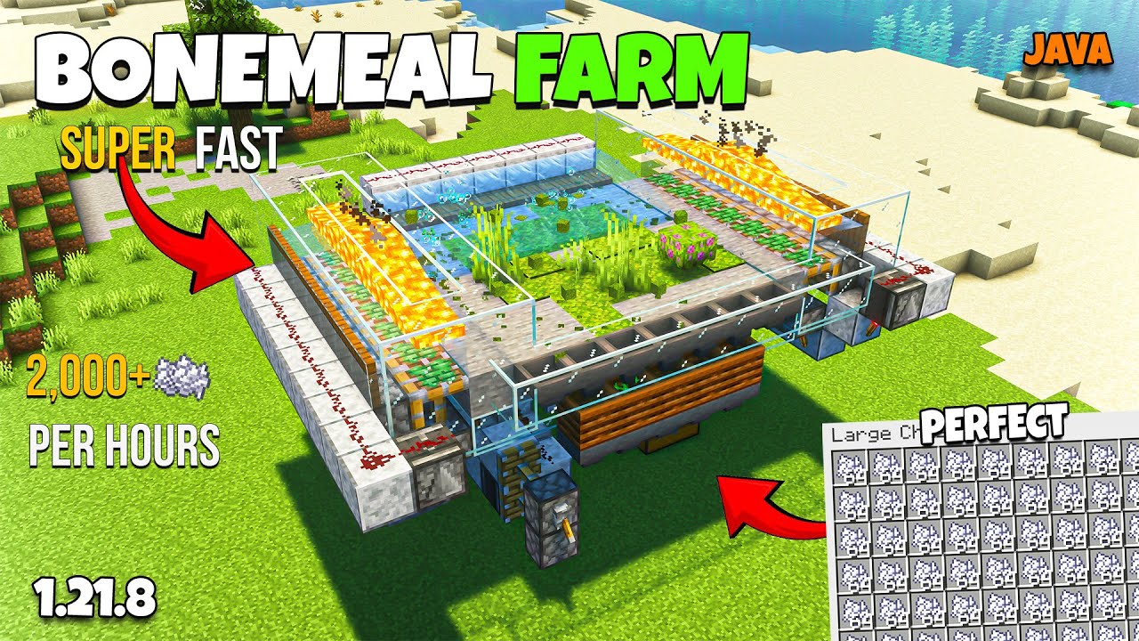 Minecraft Super Fast Bone Meal FARM FOR ANY WORLD Tutorial 1.21.8 ...