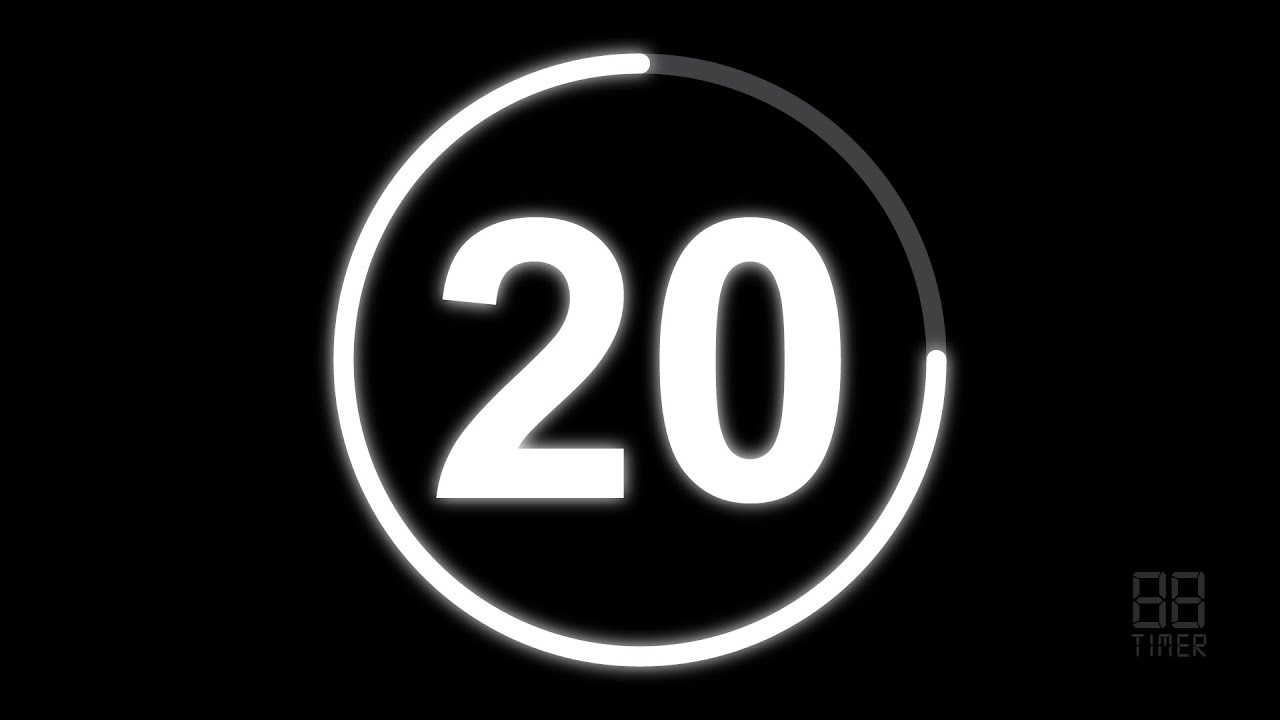20 Second Countdown Timer with clock Ticking sound & Finish alarm beep ...