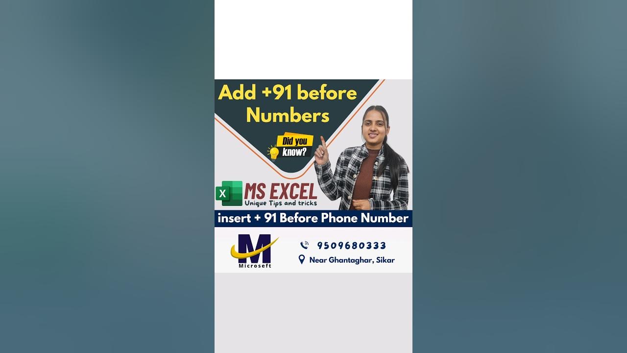 How To Add 91 Before Mobile Number In Excel Msexcelwire Youtube
