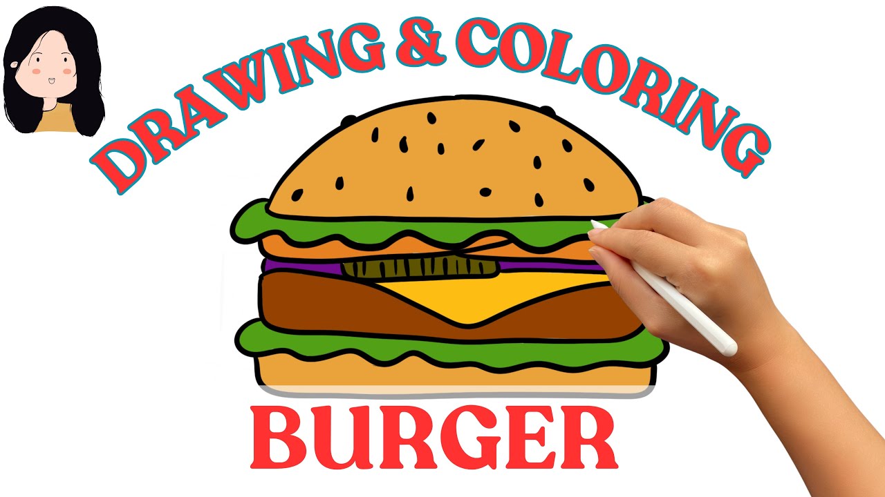 How to Draw & Color a Fun Burger! Easy Step-by-Step Tutorial for All ...